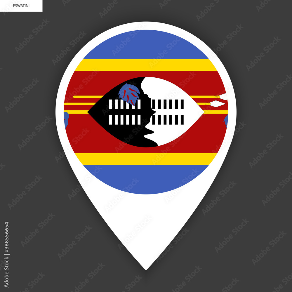 Eswatini (Kingdom of Eswatini) marker icon with shadow on dark grey ...