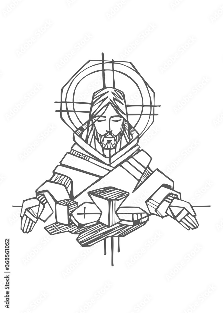 Jesus Christ at the Last Supper Stock Vector | Adobe Stock