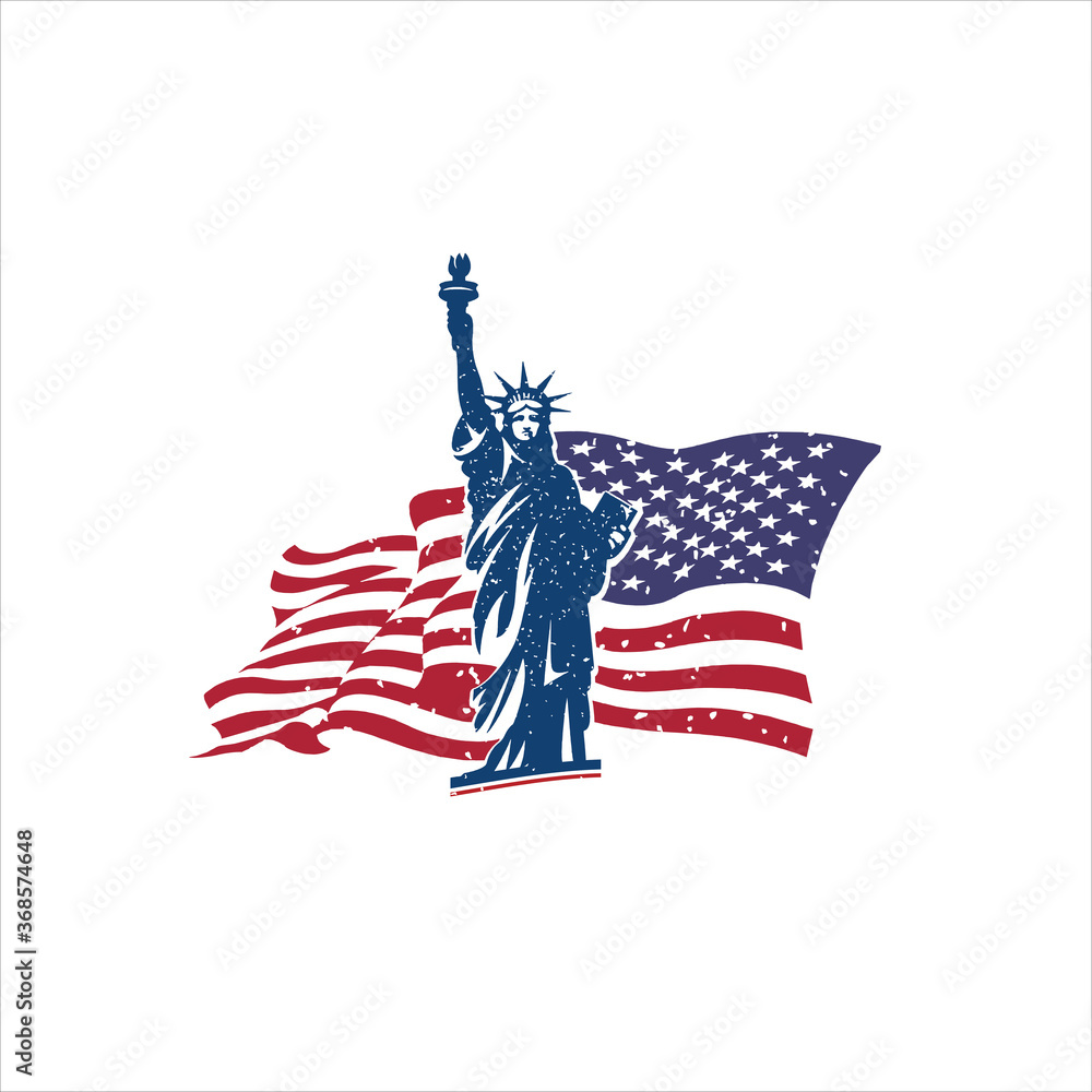Statue of Liberty emblem America logo silhouette icon vector Stock ...