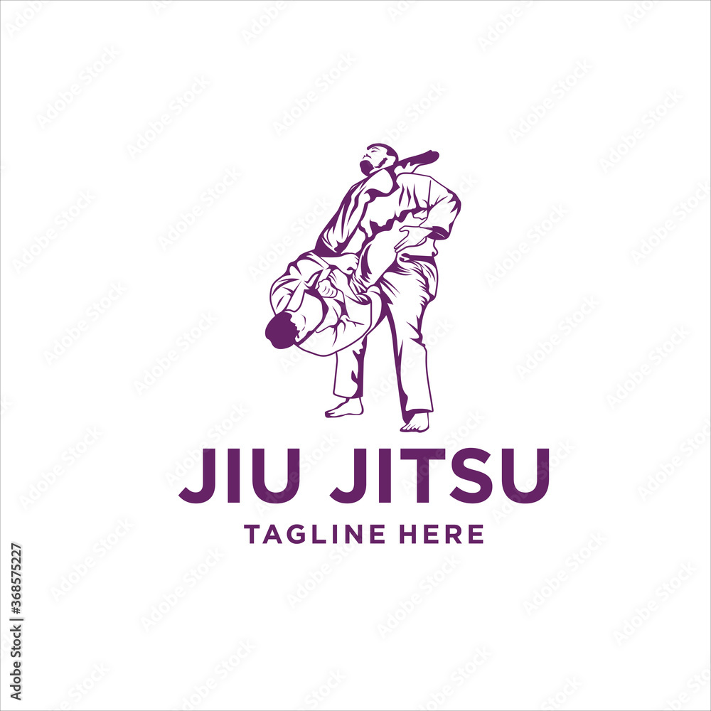 Vetor de Martial Arts jiu jitsu logo silhouette icon vector do Stock ...
