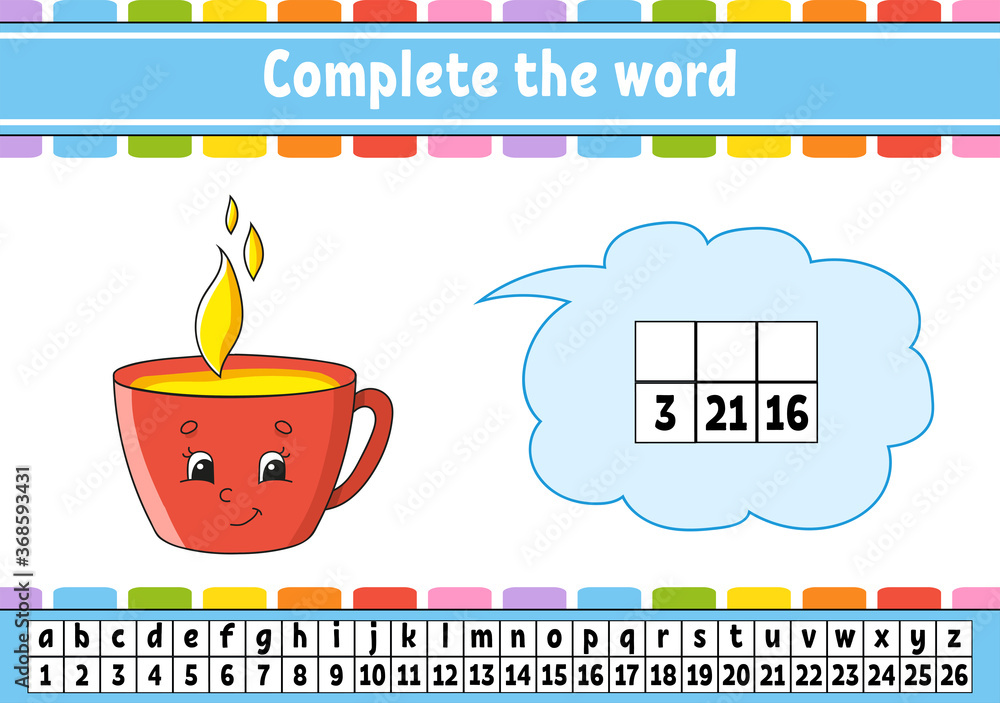 Complete the words. Cipher code. Learning vocabulary and numbers ...