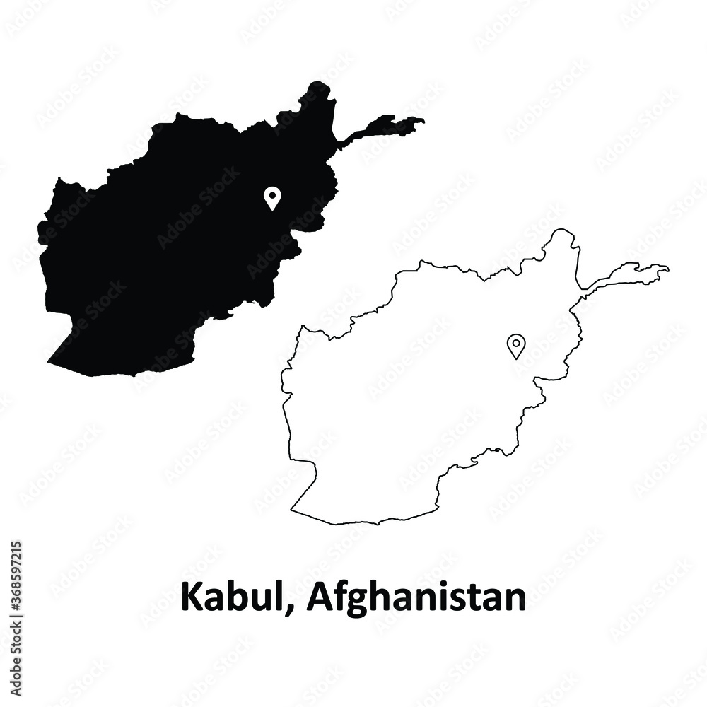 Kabul Afghanistan. Detailed Country Map with Capital City Location Pin ...