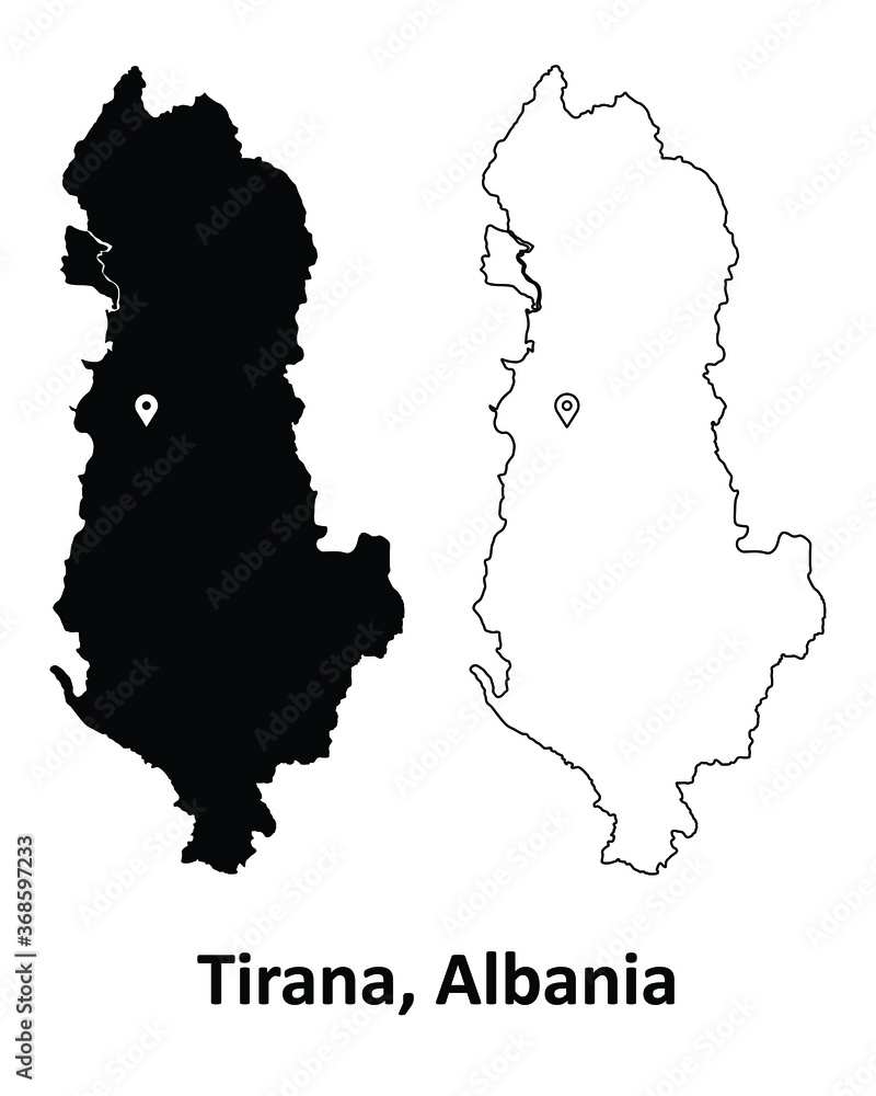 Tirana Albania. Detailed Country Map with Capital City Location Pin ...