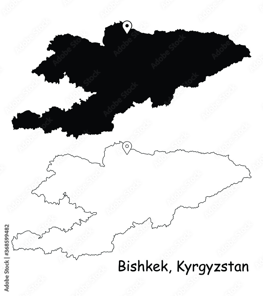 Bishkek Kyrgyzstan. Detailed Country Map with Location Pin on Capital ...