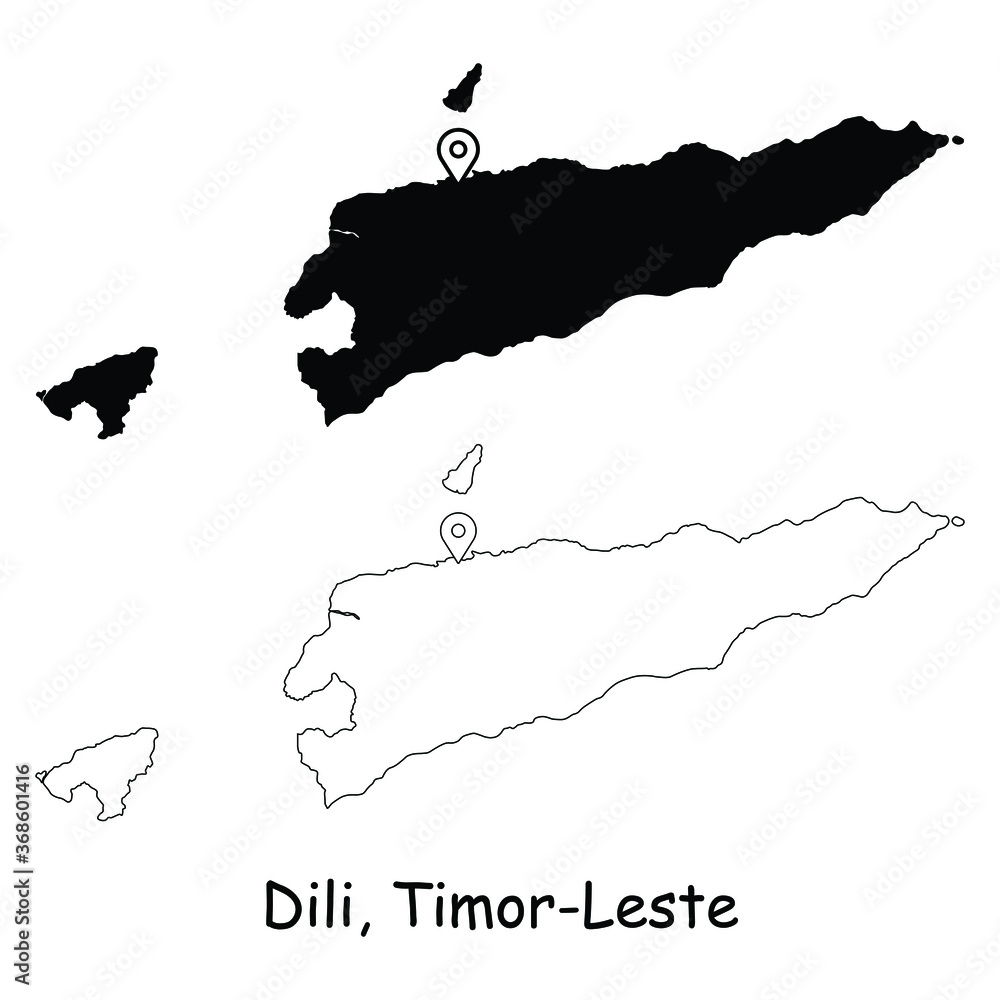 Dili, Timor-Leste. Detailed Country Map with Location Pin on Capital ...