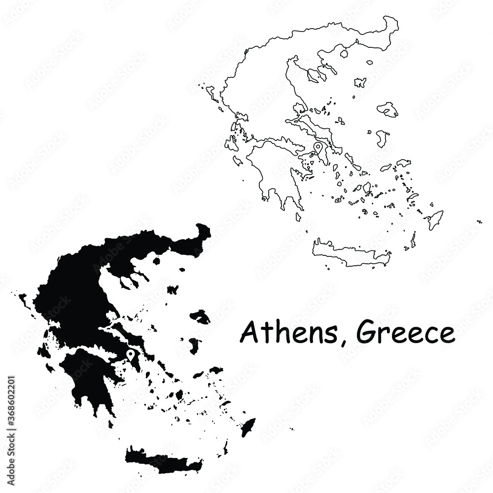Athens Greece. Detailed Country Map with Location Pin on Capital City ...