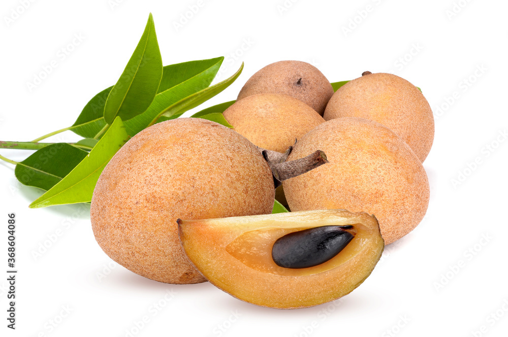 camera shot on fresh sapodilla fruit with isolated background Stock ...