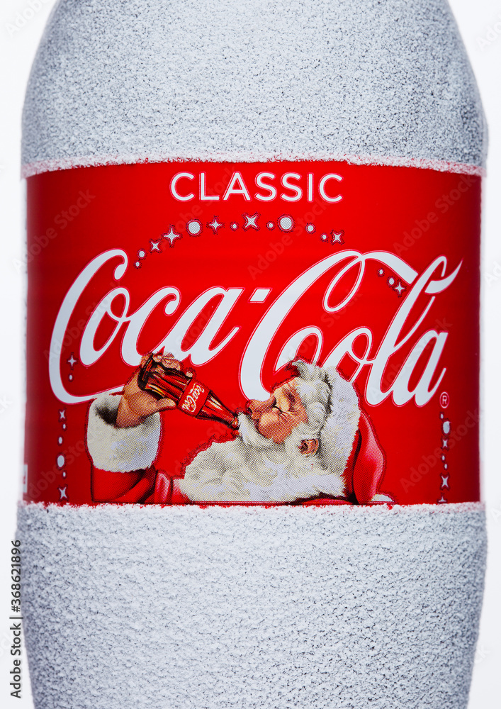 LONDON, UK - November 17, 2017: Bottle label of Classic Coca-Cola on ...
