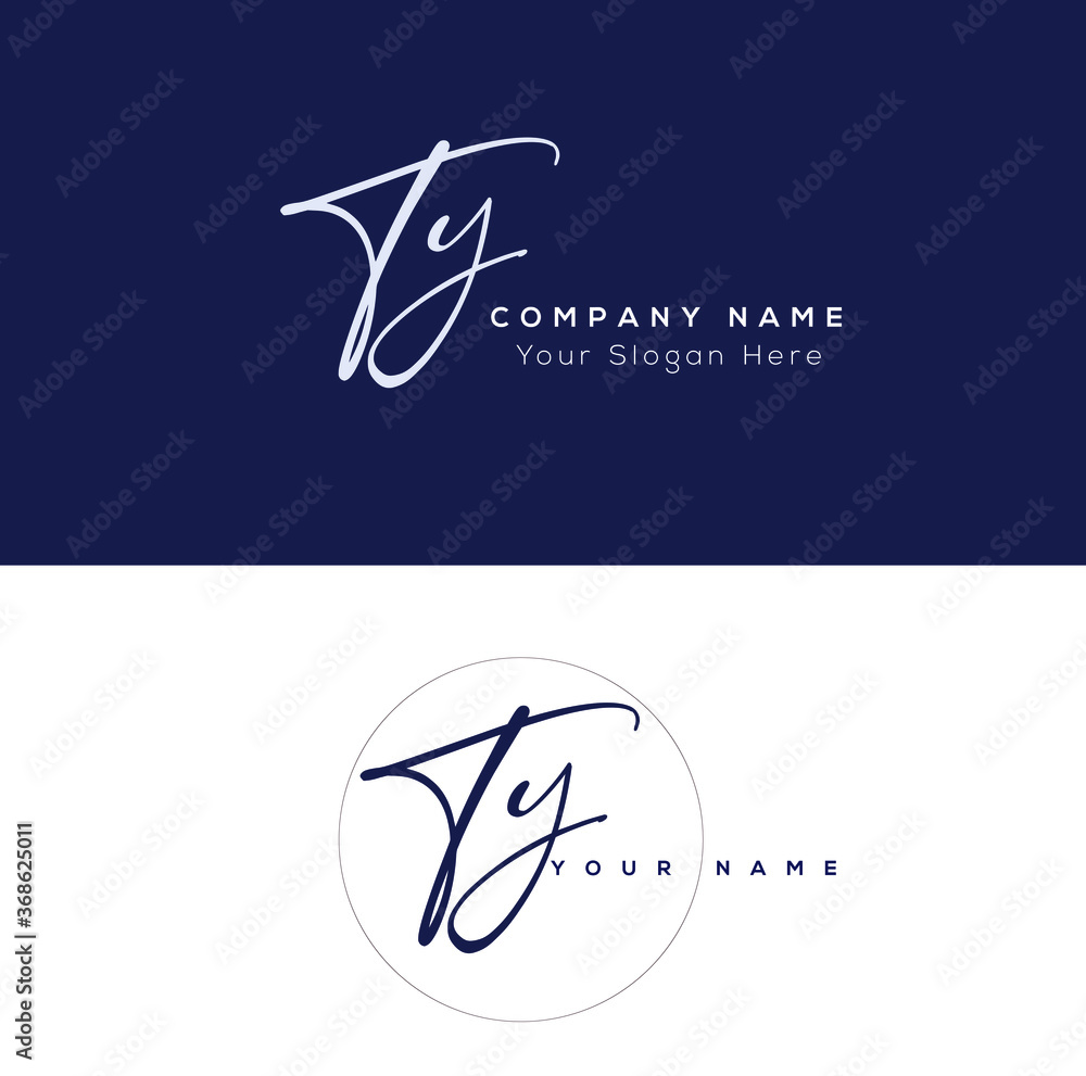 T Y TY Initial letter handwriting and signature logo. Beauty vector ...