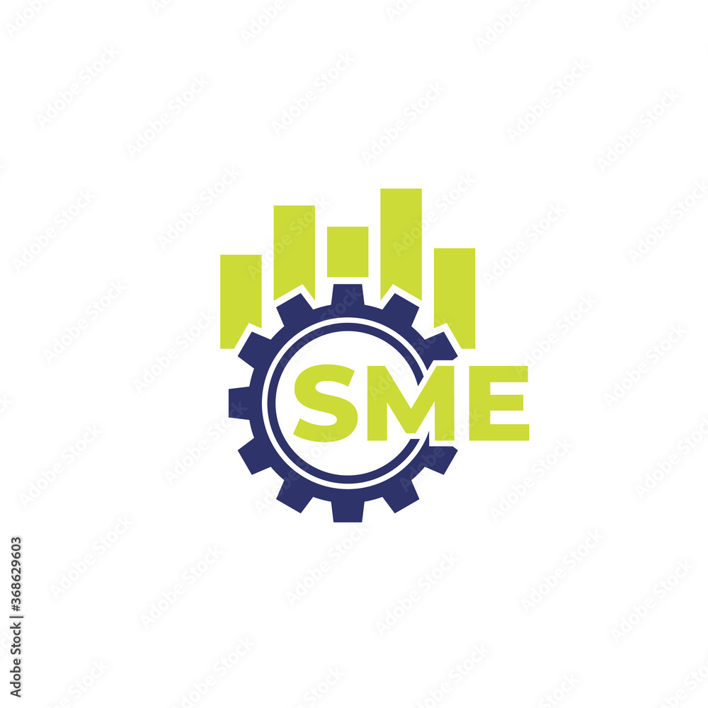 SME, small and medium enterprise, vector icon with gear and chart Stock ...