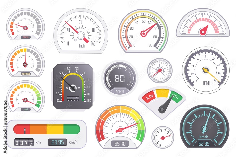 Speedometer icon. Vector car speed dashboard panel and speed-up power ...