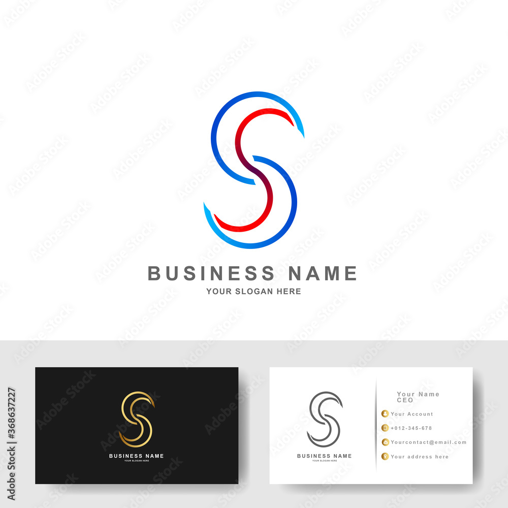 Letter SS logo template with business card design Stock Vector | Adobe ...