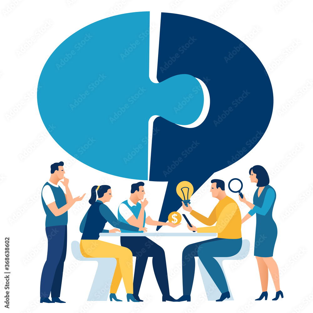 Finding consensus concept. Discussion about the new new project. Vector ...