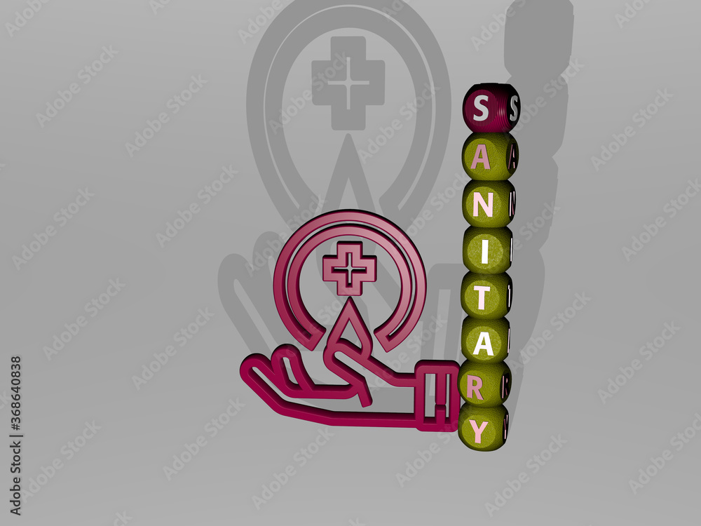 3D illustration of SANITARY graphics and text around the icon made by ...