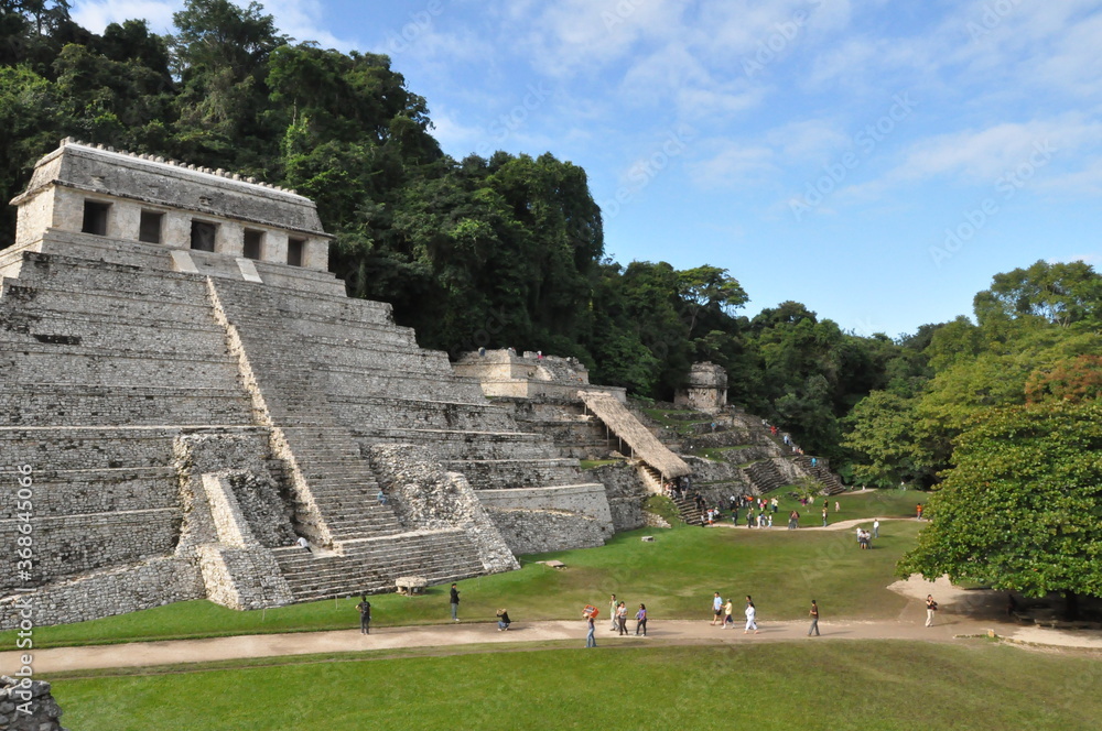 Pyramid Maya Temple of the sun, Palenque archaeological site, Mexico ...