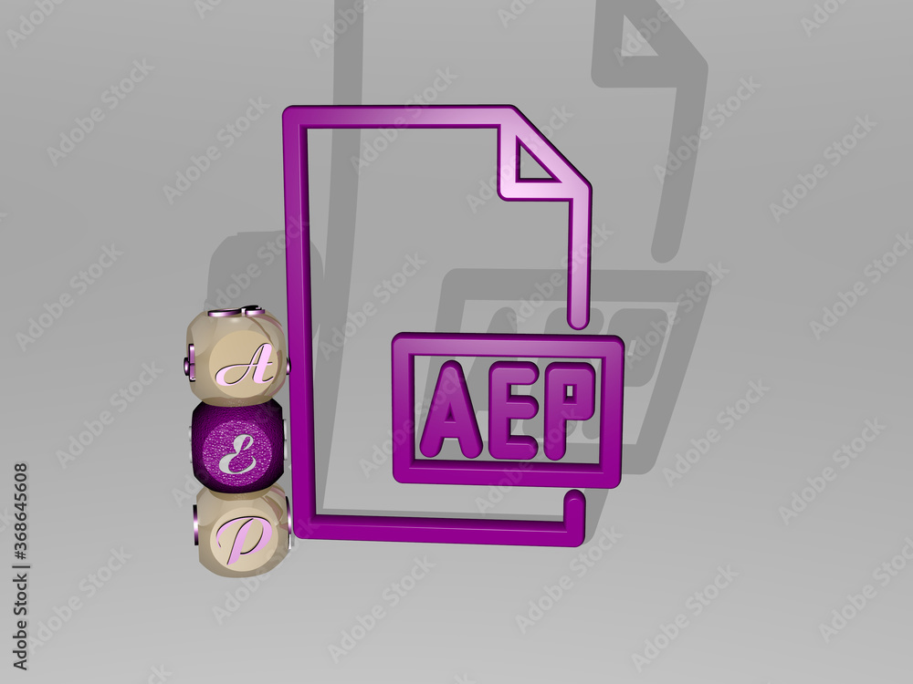 3D illustration of AEP graphics and text around the icon made by ...