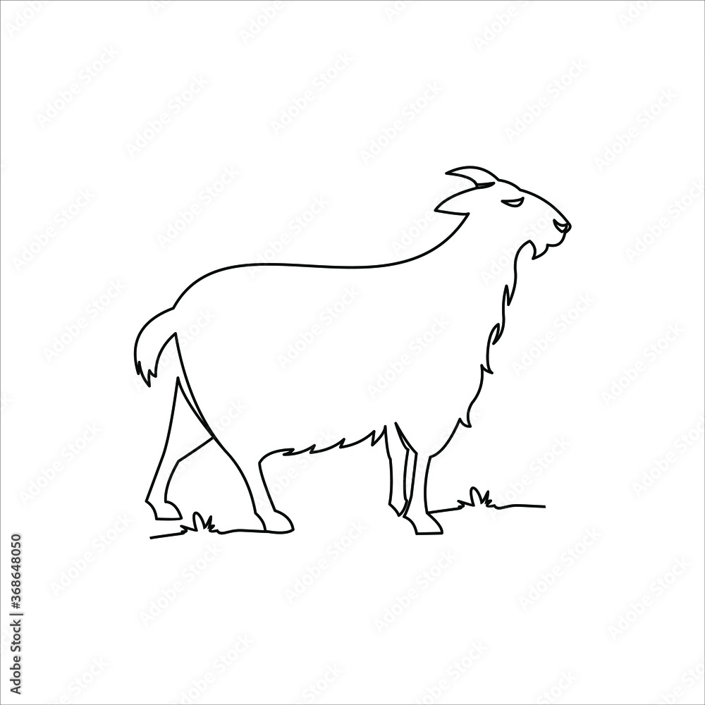 goat line draw coloring animal vector Stock Vector | Adobe Stock