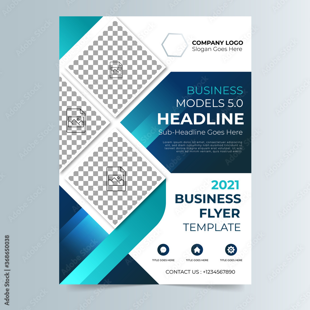 Corporate modern template in blue color, and modern uniq design perfect ...