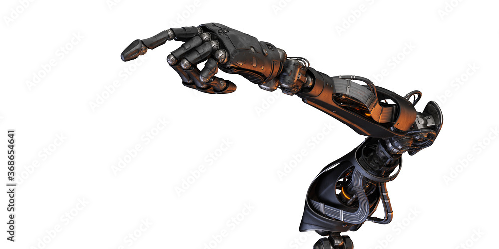 Sci-fi robotic arm pointing with index finger, 3d rendering Stock ...