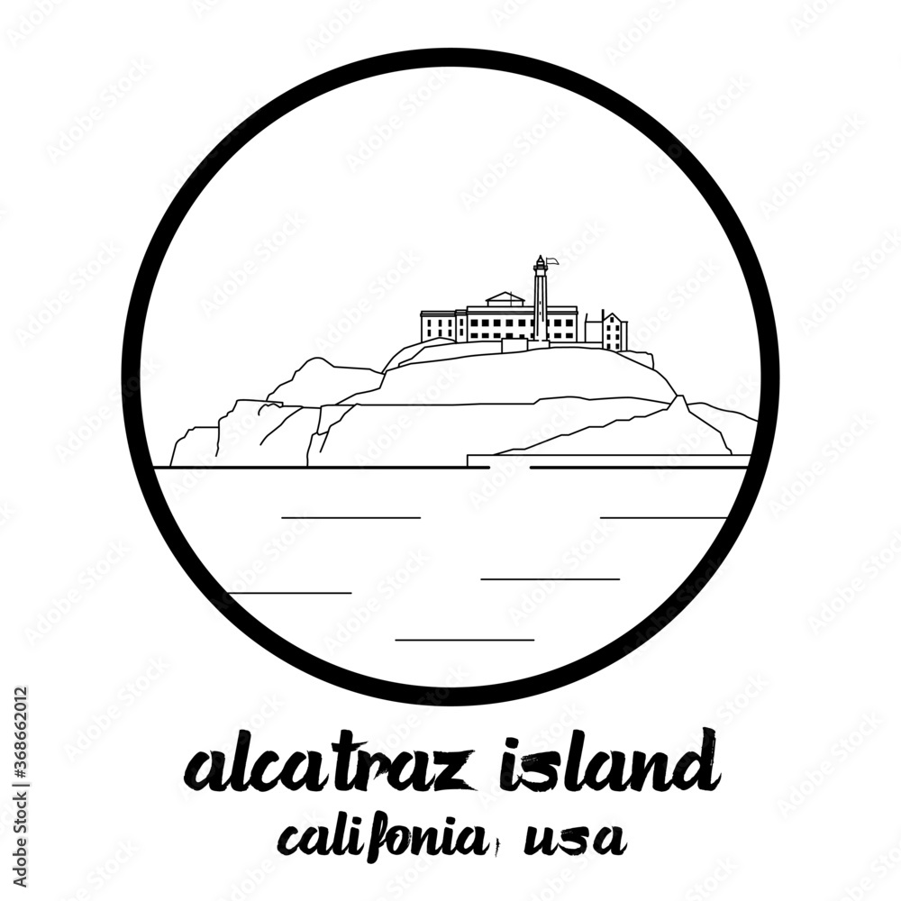 Circle Icon line Alcatraz Island. Vector illustration Stock Vector ...