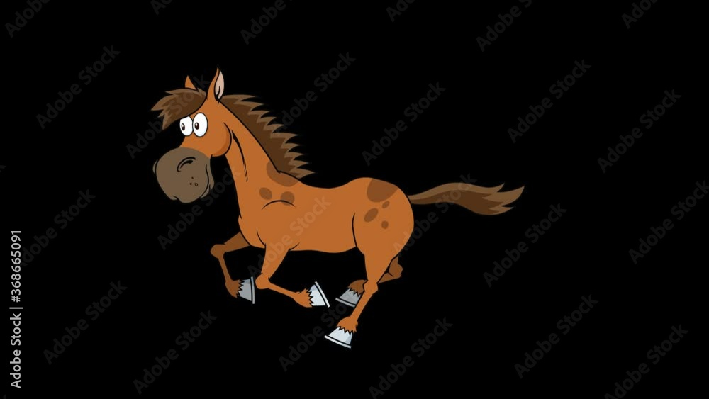 Brown Horse Cartoon Character Running. 4K Animation Video Motion ...
