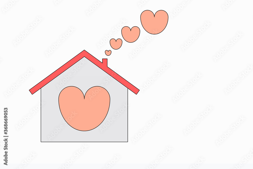 House and love, living in a home with love and happiness, simple and ...
