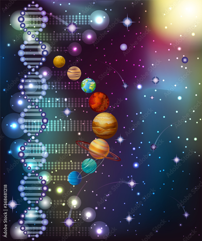 Deoxyribonucleic acid DNA planets solar system, wallpaper vector ...