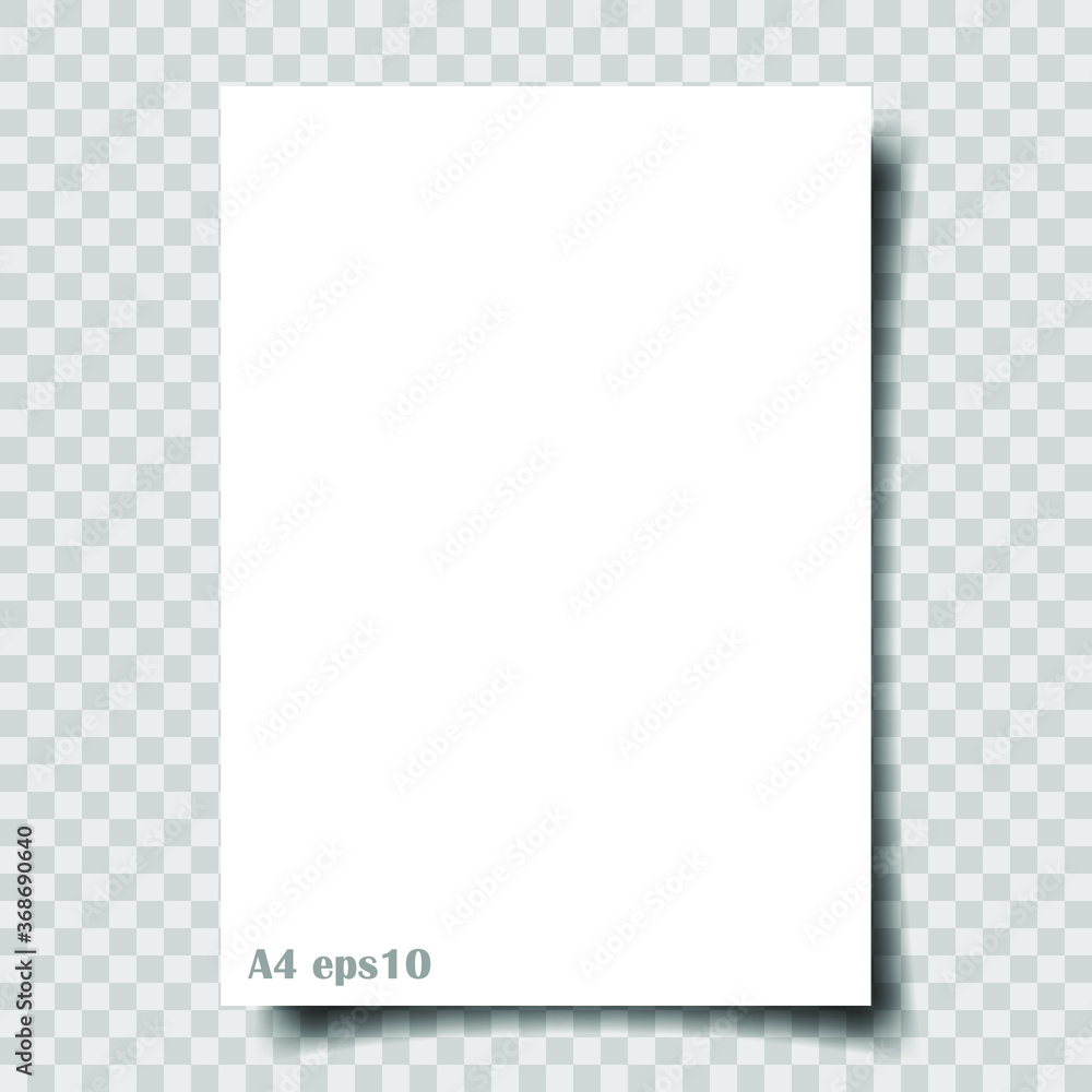 A4 paper with shadow on transparent background. Vector eps10. Stock ...