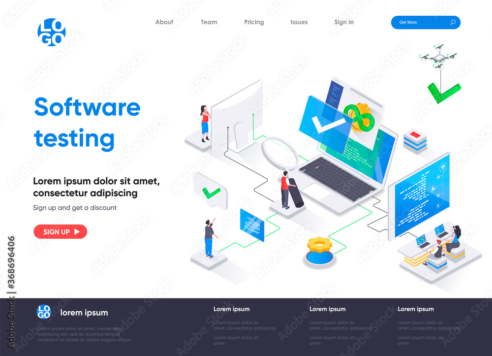 Software testing isometric landing page. Software testing and quality ...