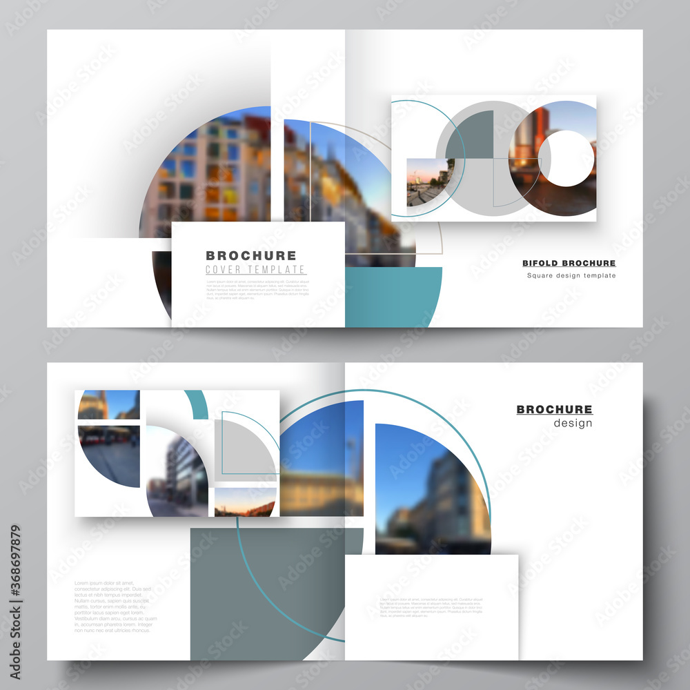 Vector layout of two covers templates for square design bifold brochure ...
