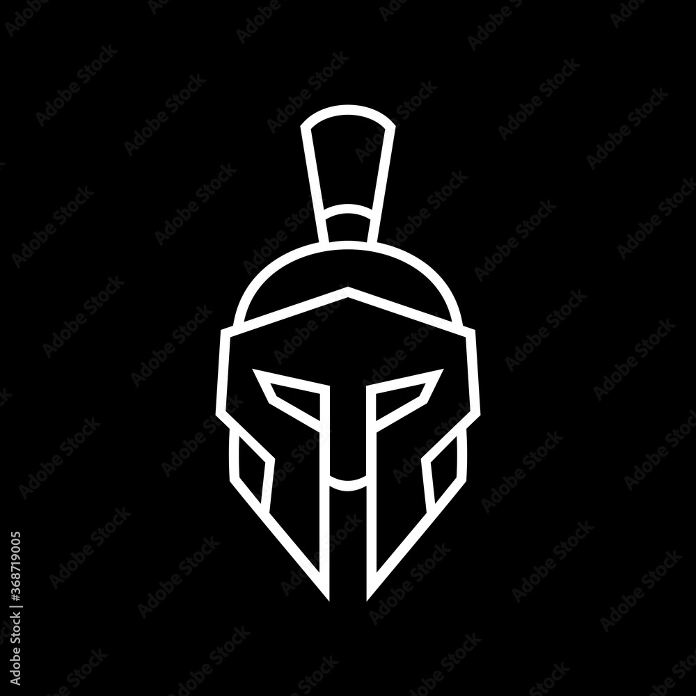 Spartan helmet logo design, sparta mask symbol, knight or warrior icon ...