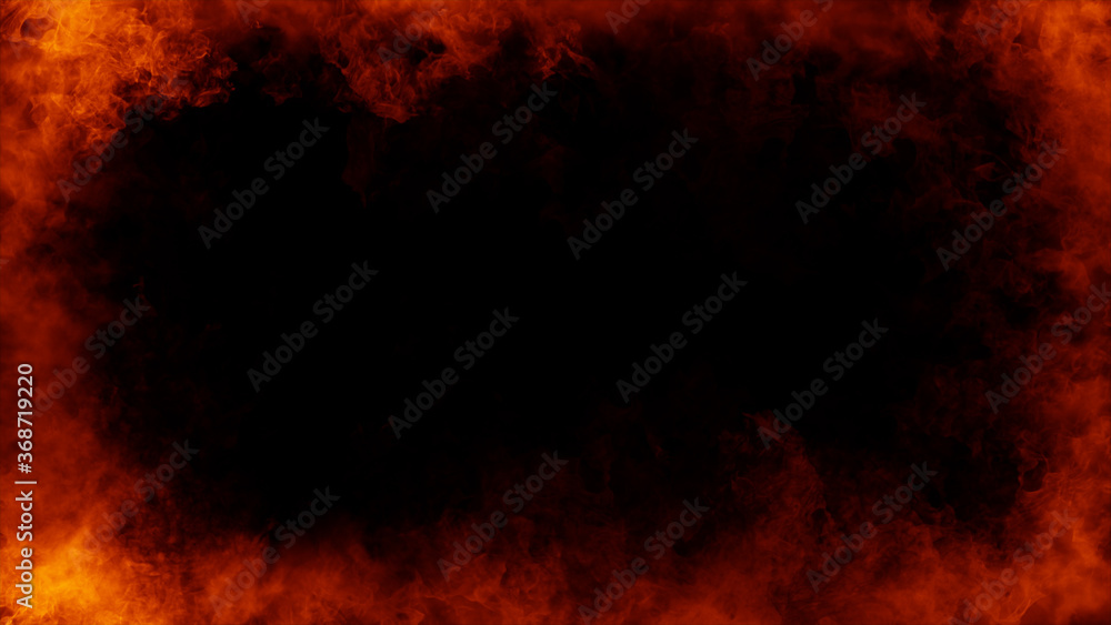 Frame of real fire flames burn motion smoke . Border isolated texture ...