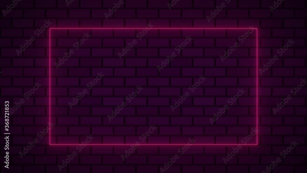 Empty billboard frame electric power round border glowing, blink. Red ...