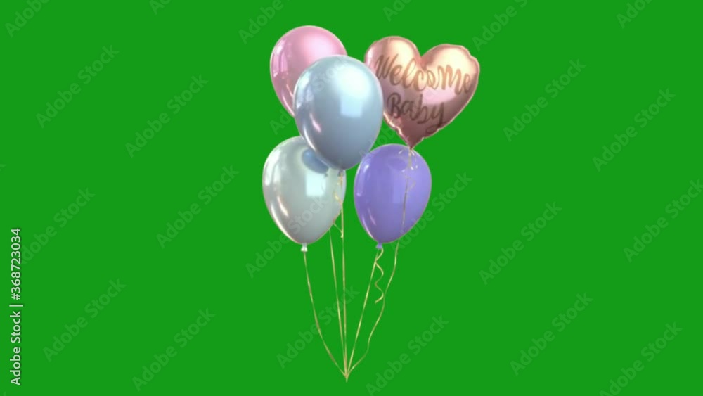 Decorative balloons green screen motion graphics Stock Video | Adobe Stock