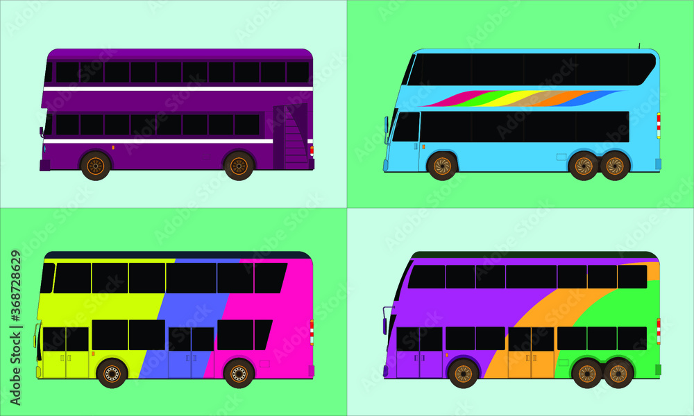 double deck bus or two storey bus drawing in cartoon vector Stock ...