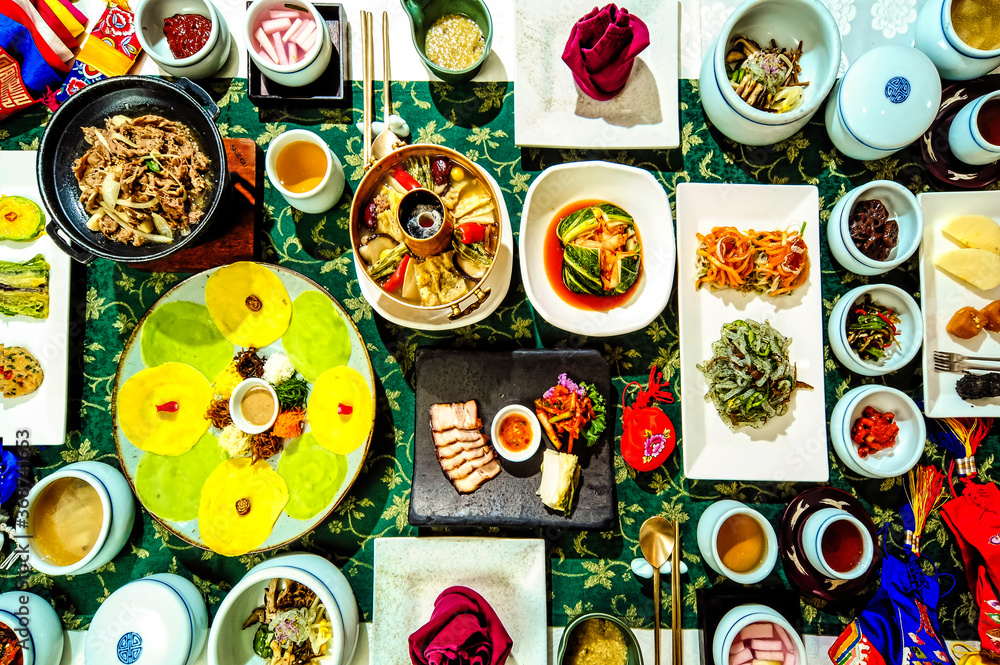 Seoul - South Korea : A Table Of Korean Palace Cuisine Stock Photo ...
