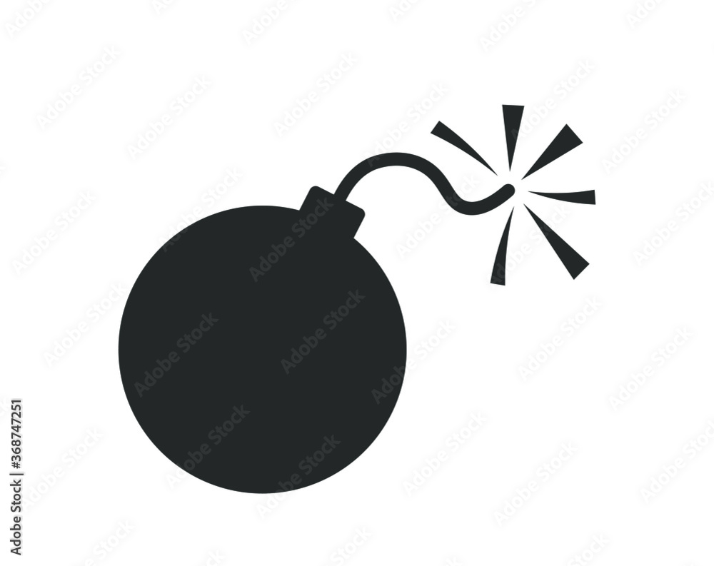Simple cartoon style bomb icon symbol. Explosion logo sign. Vector ...