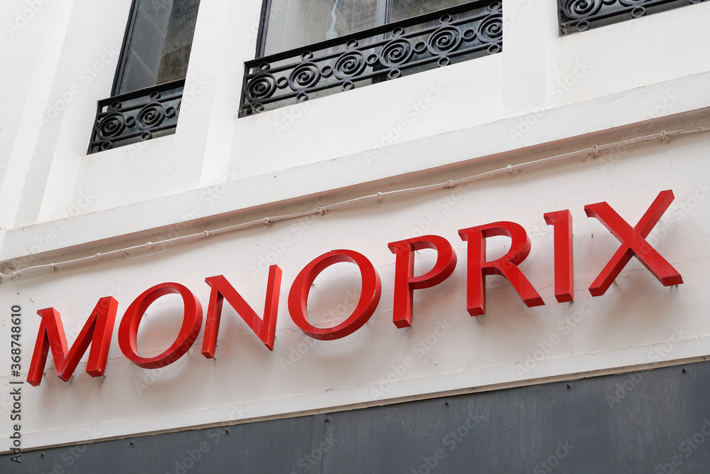 Monoprix logo and text sign of city shop supermarket store facade Stock ...