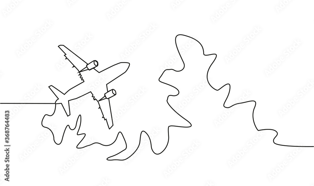 continuous line drawing of jet plane Stock Vector | Adobe Stock