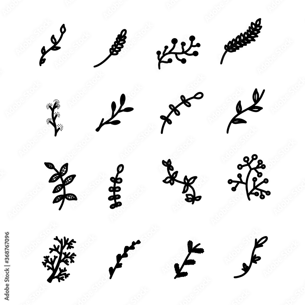 Black Tree Branches Divider Lines on White Background illustration ...