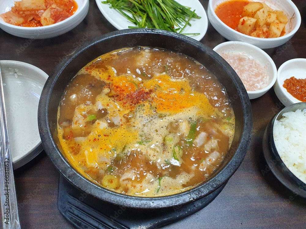 18th July 2020 - Jeonju-si, South Korea: Sundae Soup. Sundae (Korean ...