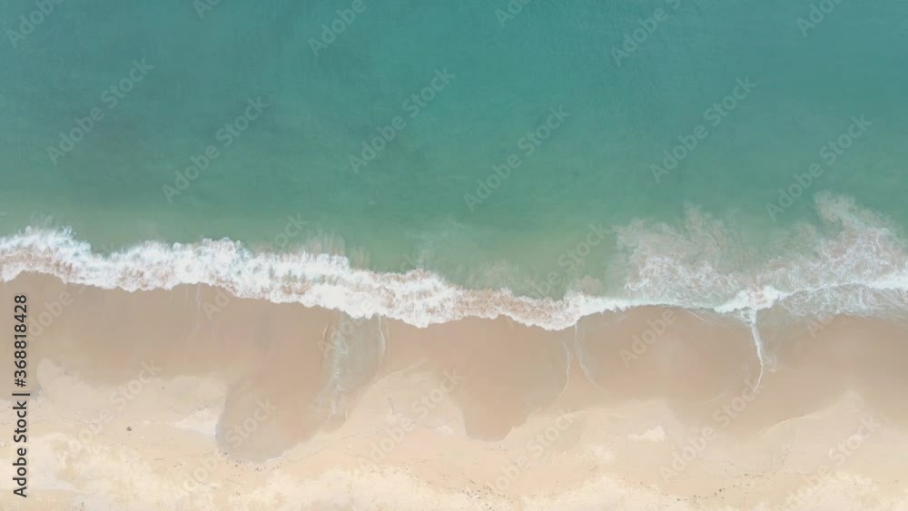 4K UHD Aerial view top view Beautiful topical beach with white sand ...