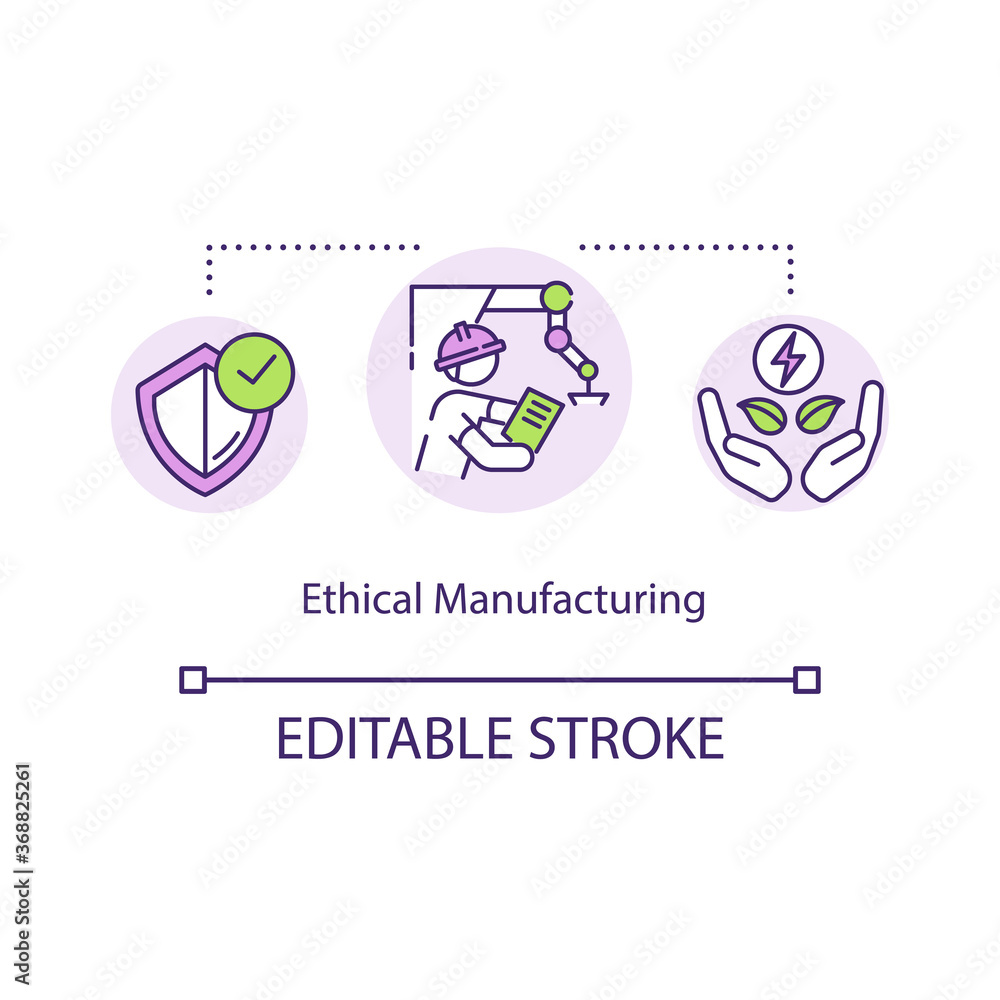Ethical manufacturing concept icon. Ecological facility production ...