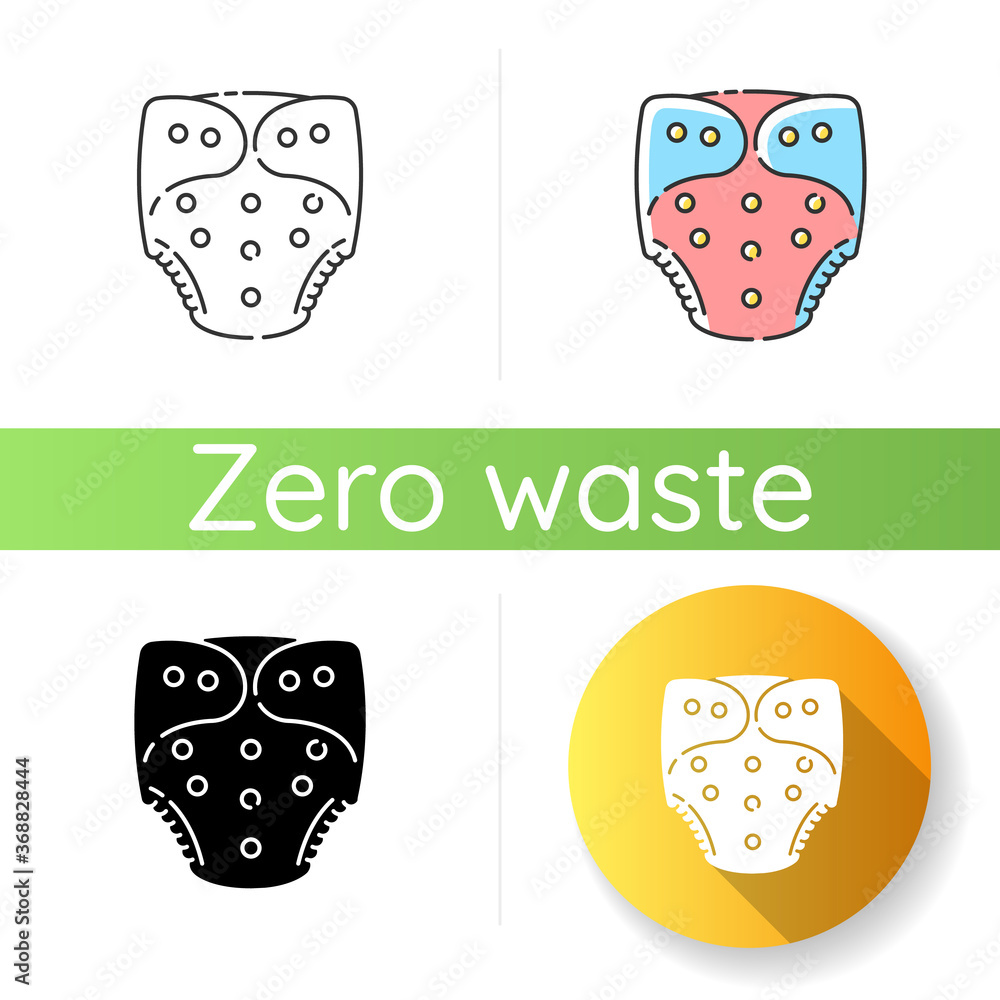 Cloth diaper icon. Linear black and RGB color styles. Zero waste and ...