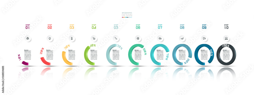Vector modern design 10 steps and has percentage that can explain work ...