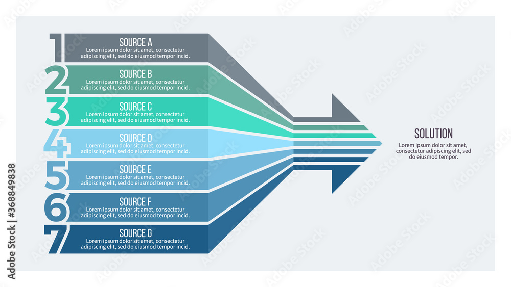 Business infographic. Arrow chart with 7 options. Vector template ...
