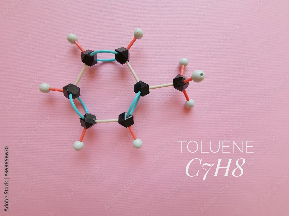 Molecular structure model and chemical formula of toluene molecule ...