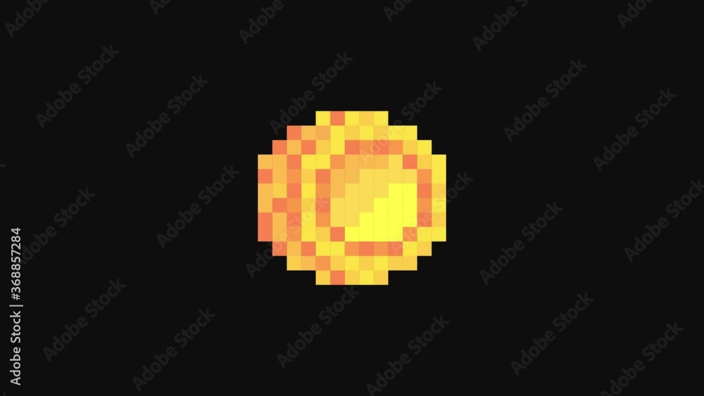 Pixel game coins animation. Pixel art. Retro game style. Looped ...