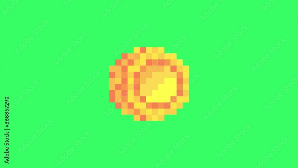 Pixel game coins animation. Pixel art. Retro game style. Looped ...