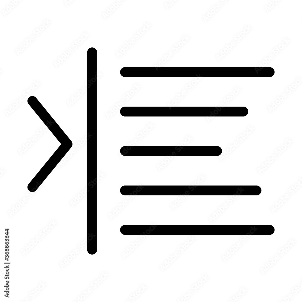 Margin left icon isolated on white background. Text editor alignment ...